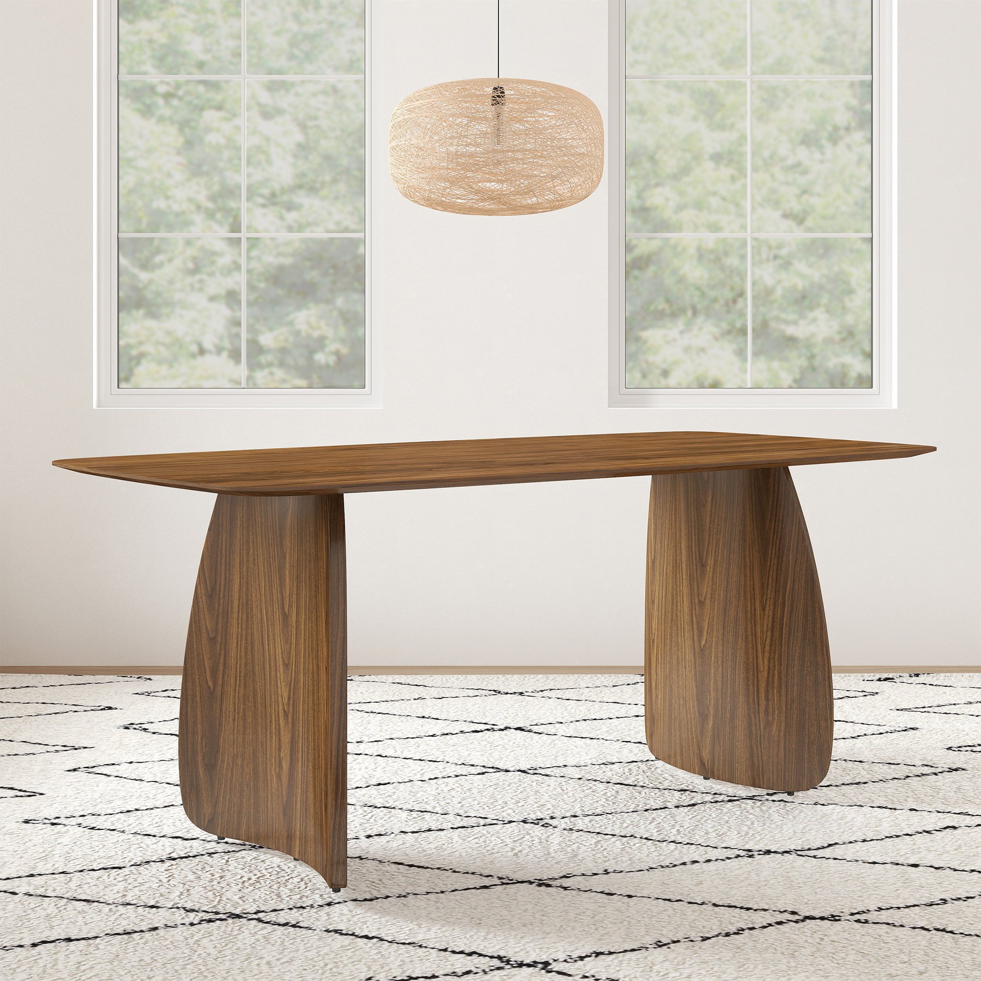 Ebern Designs Modern 71" Rectangular Dining Table With Solid Wood Legs, Elegant Dining Table For ...